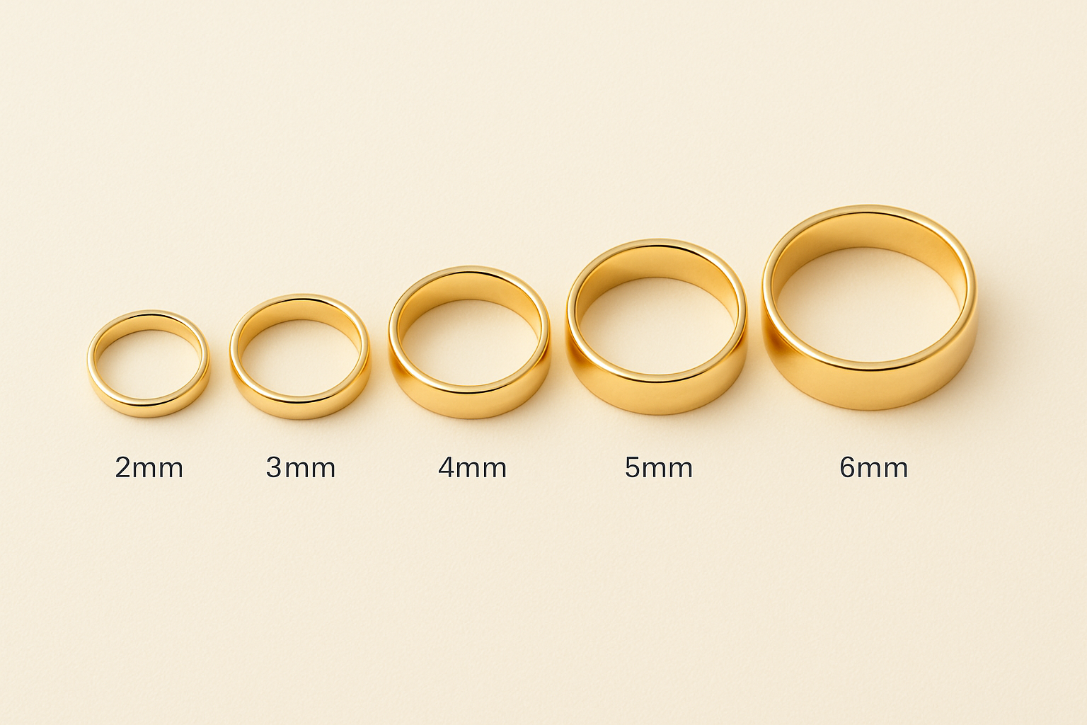 Wedding Band Width Guide (2mm–6mm) | Compare Gold Band Widths – Black ...